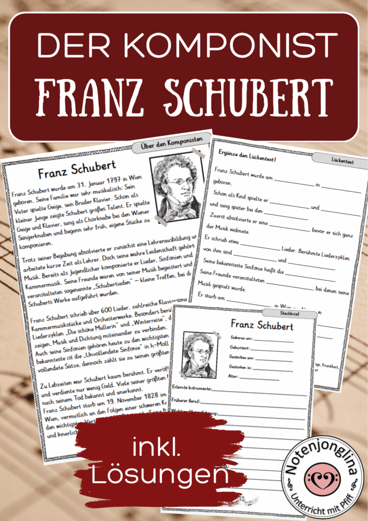 Franz Schubert Lesetext - Infotext mit Aufgaben und Lösung ...